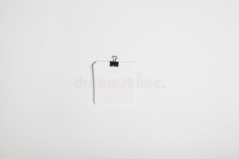 Top View of Little Stack of White Note Papers with Binder Clip Stock ...