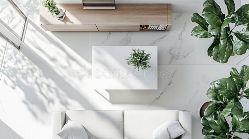 Top View of Living Room Interior with Empty Space on Drawer Stock ...