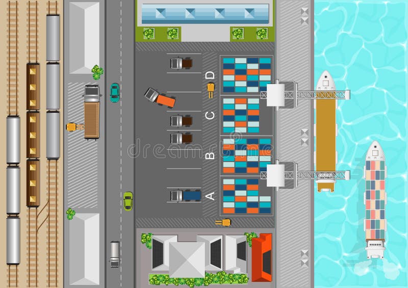 Top View of Logistics with Warehouse Loading Hub Stock Vector ...