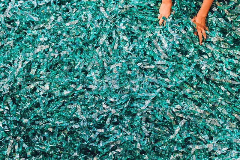 Top View on Lot of Plastic Green Balls in Playground Pool. Stock Image ...