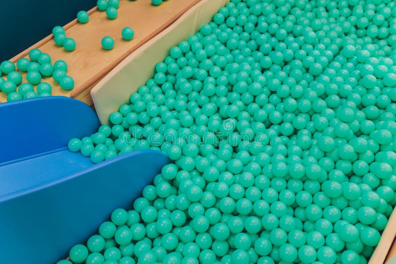 Top View on Lot of Plastic Green Balls in Playground Pool. Stock Photo ...