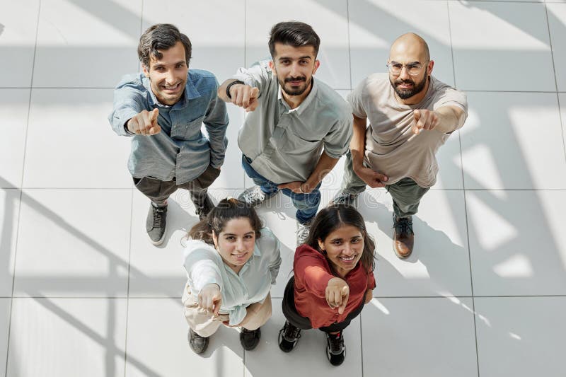 Top View. Lots of Diverse Young People Looking Up Stock Image - Image ...