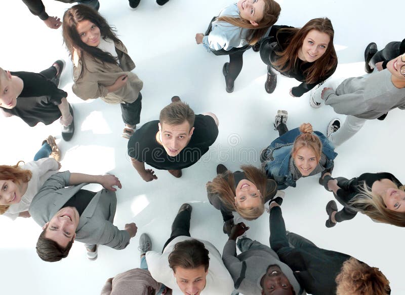 Top View. Lots of Diverse Young People Looking Up Stock Photo - Image ...