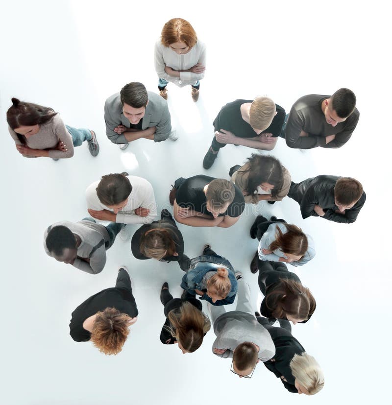 Top View. Lots of Diverse Young People Looking Up Stock Photo - Image ...