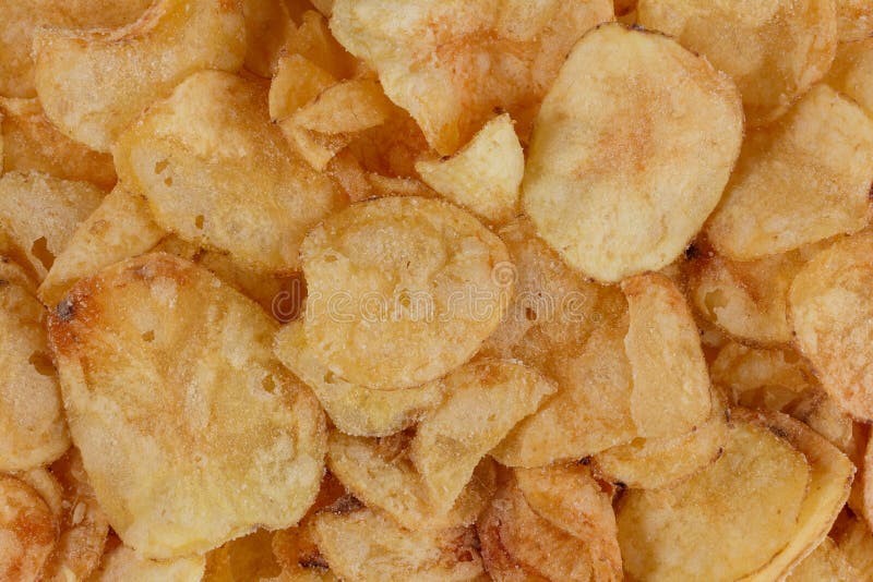 Top View of Lots of Potato Chips Stock Image - Image of thin, stack ...