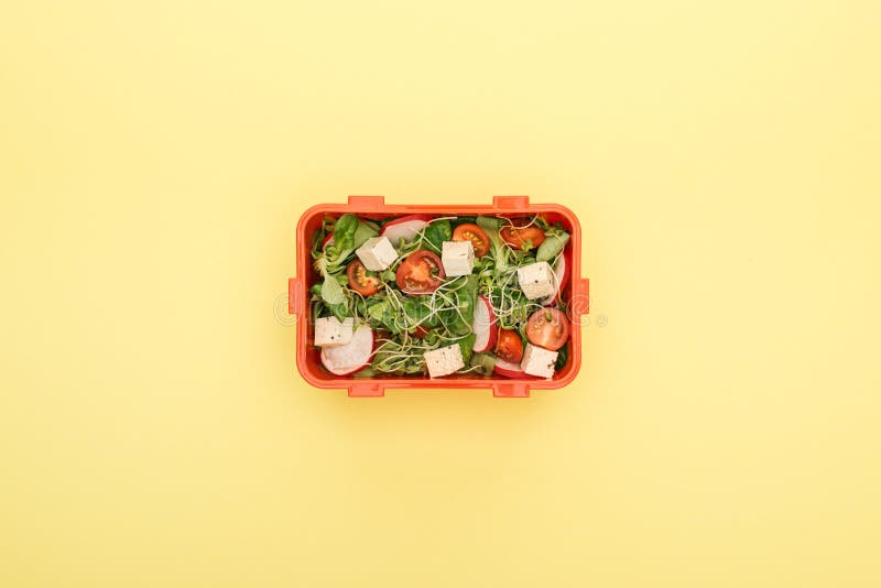 Top View of Lunch Box with Salad and Vegetables. Stock Photo - Image of ...
