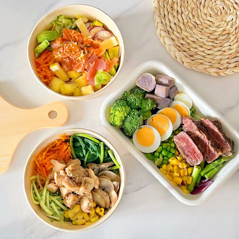 Top View of Lunchboxes with Healthy and Colorful Food Stock Photo ...