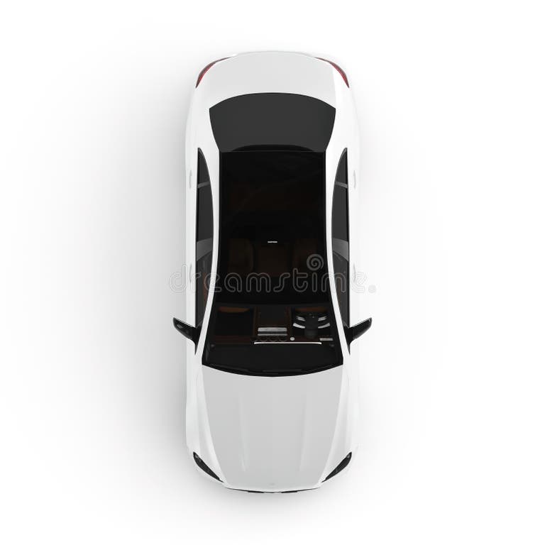 Top View of a Luxury Car on White Background, 3D Rendering Stock ...