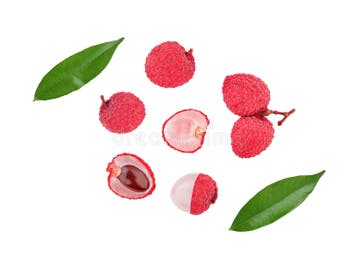 Top View of Lychee Isolated on White Background Stock Image - Image of ...