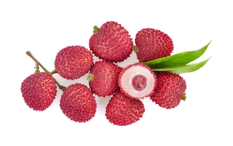 Top View of Lychee Isolated on White Background Stock Image - Image of ...