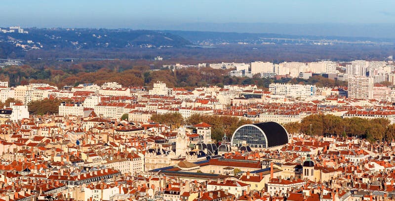 Top View of Lyon Old Town and Lyon Opera House Stock Photo - Image of ...