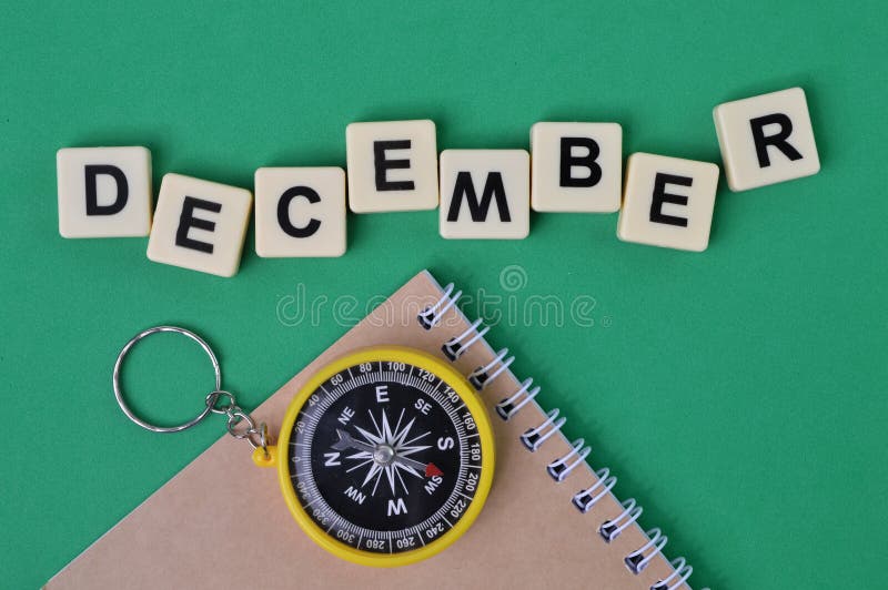 Square Letters with Text DECEMBER Over Green Background Stock Image ...