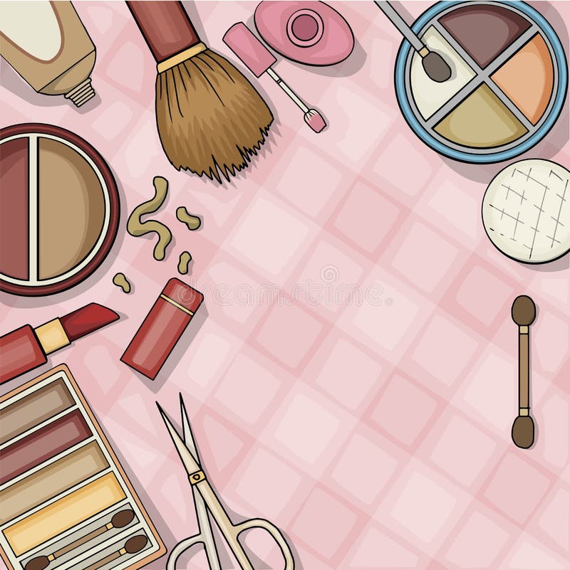 Top view of make up table stock vector. Illustration of fabric - 60891322