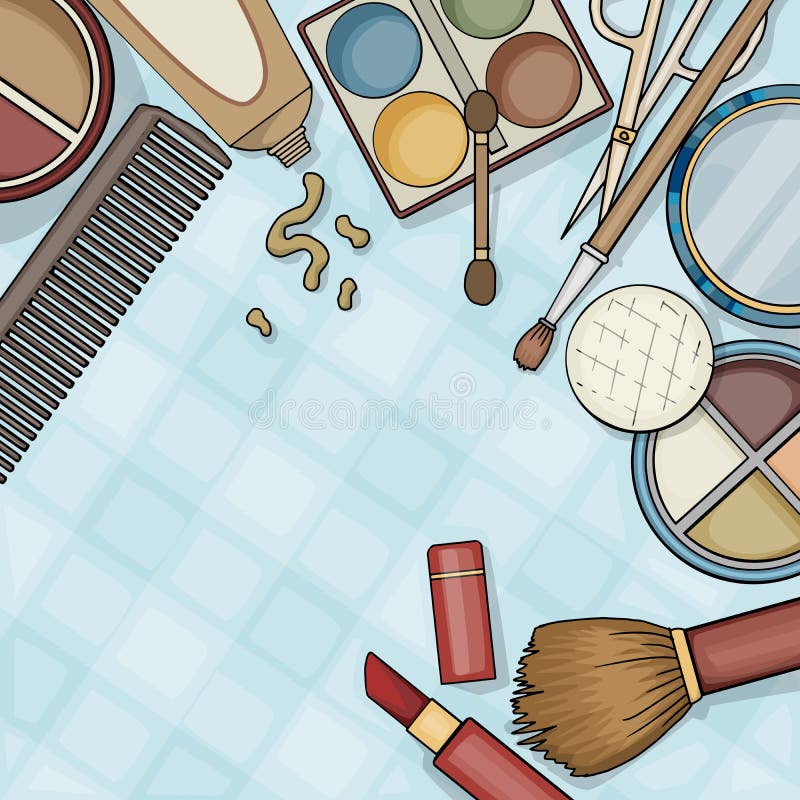 Top view of make up table stock vector. Illustration of nail - 60891341