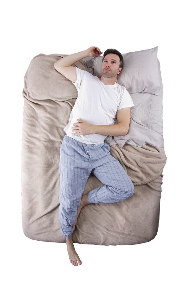 Top View of Man on Bed stock image. Image of isometric - 40633055