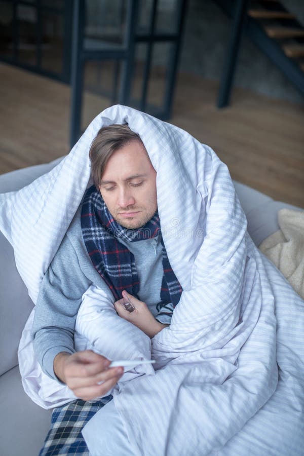 Top View of Man Feeling Dizzy and Exhausted while Having Flu Stock ...