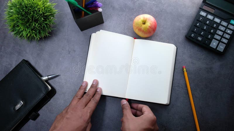 Top View of Man Hand Turning a Page of a Diary . Stock Footage - Video ...