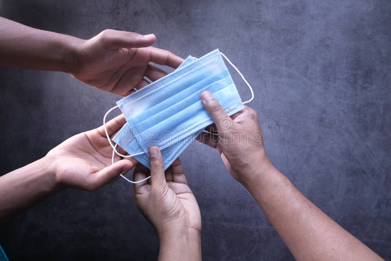 Top View of Man`s Hands Holding Face Mask, Stock Image - Image of ...