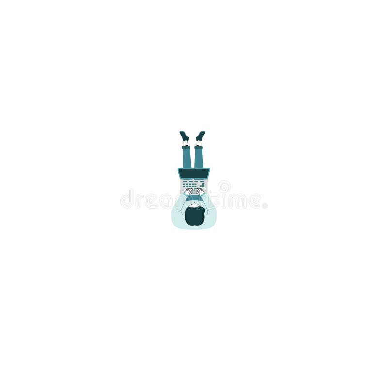 Top View Man Seated Using Laptop 2D Animation, Illustration Stock ...