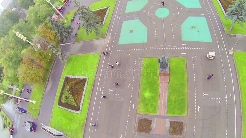 Top View of Man Statue in City Square, Above Stock Video - Video of ...