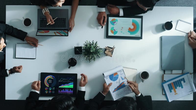 Top View of Manager Present Increasing Graph while Team Clap Hands ...