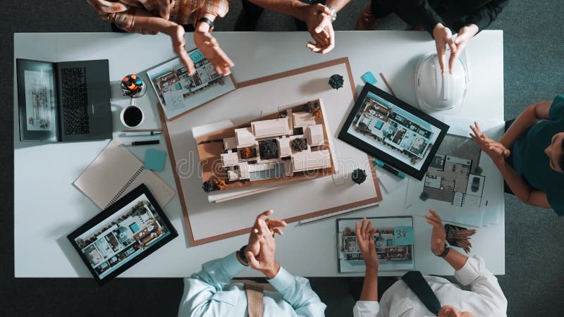 Top View of Smart Project Manager Shaking Hand and Clapping Hands ...