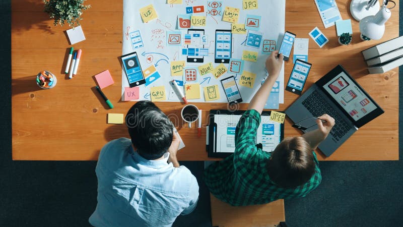 Top View of Manager Working Together To Develop Ux Ui Design ...
