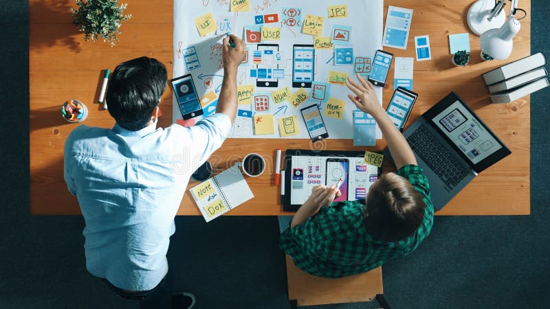Top View of Manager Working Together To Develop Ux Ui Design ...