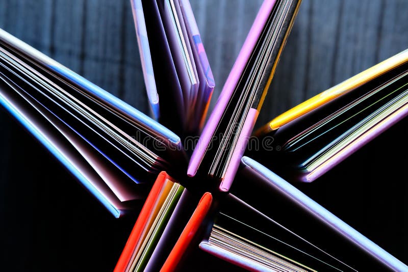 Top View of Many Colorful Books on Table Stock Photo - Image of hobby ...
