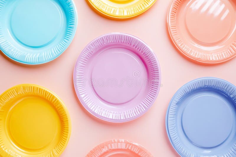 Many Colorful Disposable Plastic Plates Stock Illustrations – 6 Many ...