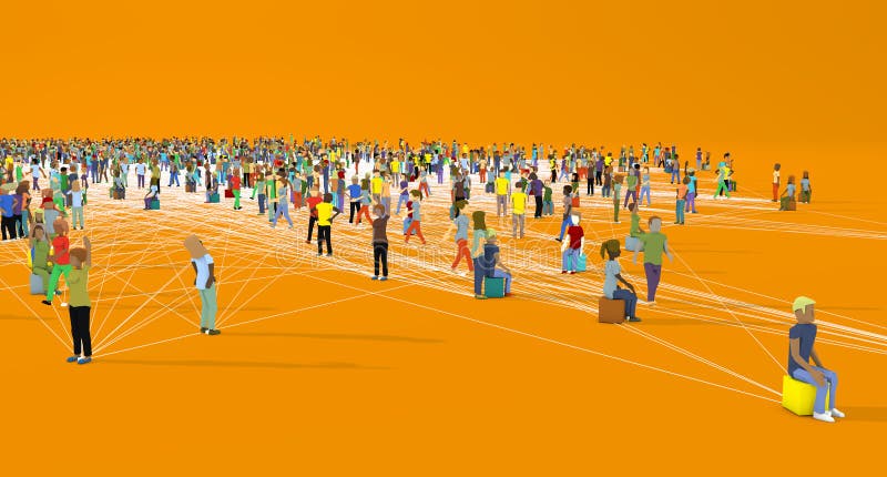 Top View of Many Different Connected People Stock Illustration ...