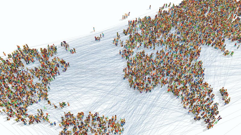 Top View of Many Different Connected People Stock Illustration ...
