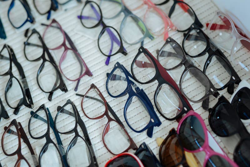 Top View of Many Different Eye Glasses Stock Image - Image of ...