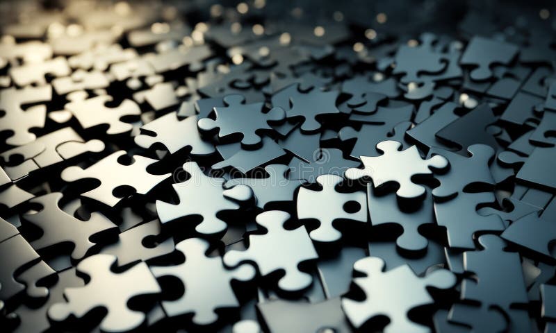 Top View Many Jigsaw Puzzle Pieces Over the Entire Frame. a Background ...