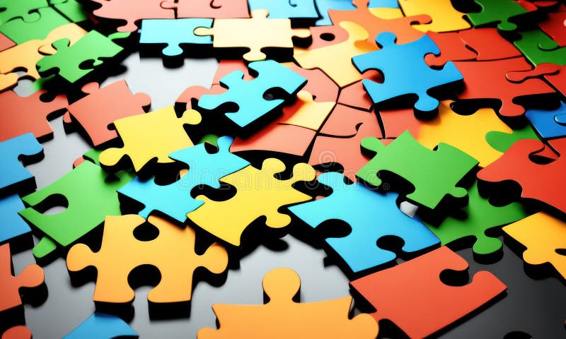 Top View Many Jigsaw Puzzle Pieces Over the Entire Frame. a Background ...