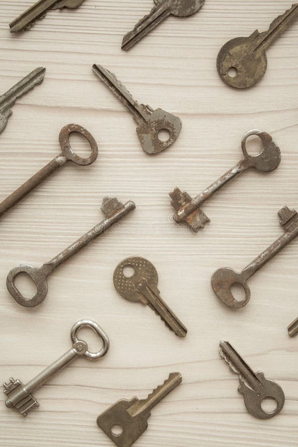 Top View of Many Old Rusty Key Stock Photo - Image of bronze, view ...