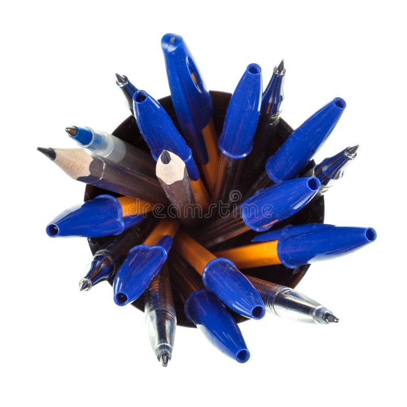Many pens are in a hand stock image. Image of colorful - 6114371