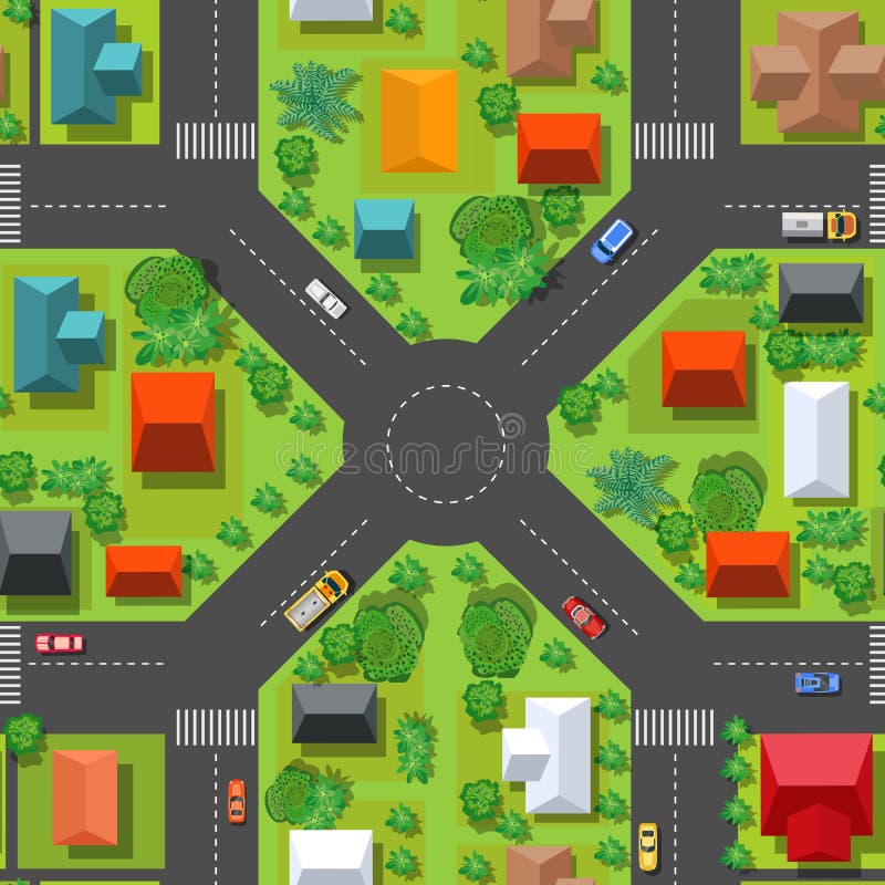 The Top View Is A Map Of The City District Module Block With Town ...