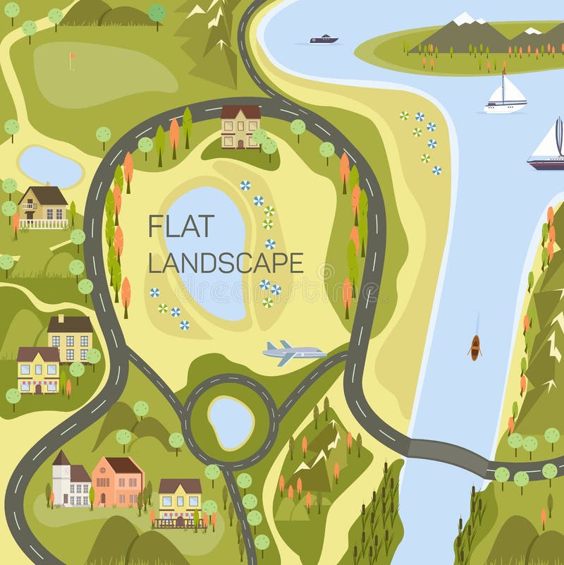 Top view of the map stock vector. Illustration of landscape - 55159812