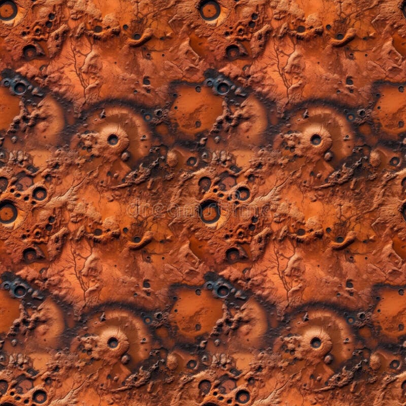 Top View Mars Planet Surface with Craters. AI Generative Illustration ...