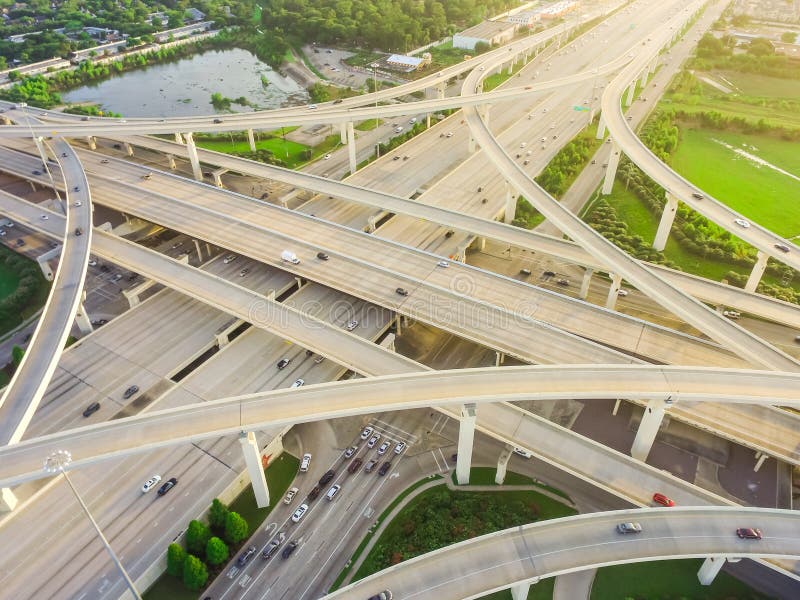 Top View Massive Highway Intersection, Stack Interchange Stock Photo ...