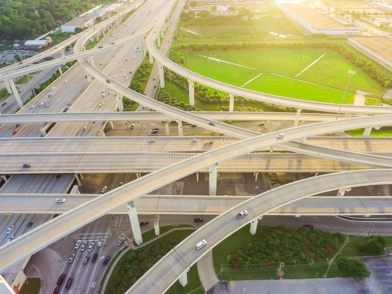 Top View Massive Highway Intersection, Stack Interchange Stock Photo ...