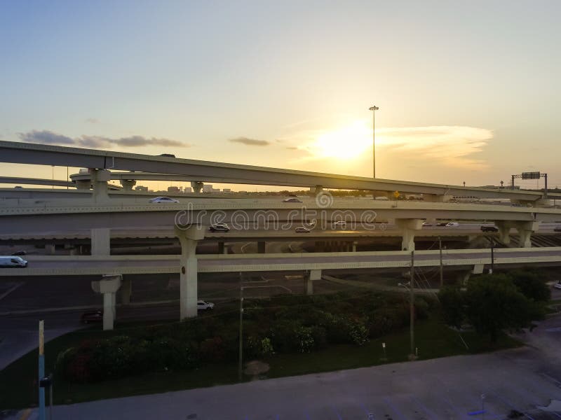Top View Massive Highway Intersection, Stack Interchange Stock Photo ...