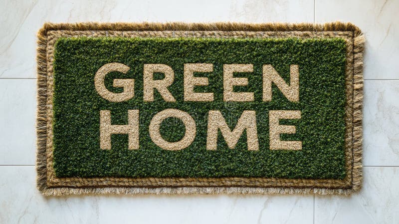A Top View Mat with the Word "Green Home". Stock Illustration ...
