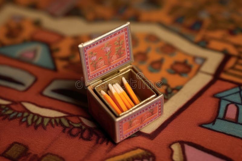 Top View of Matchbox with One Matchstick Ignited Stock Image - Image of ...