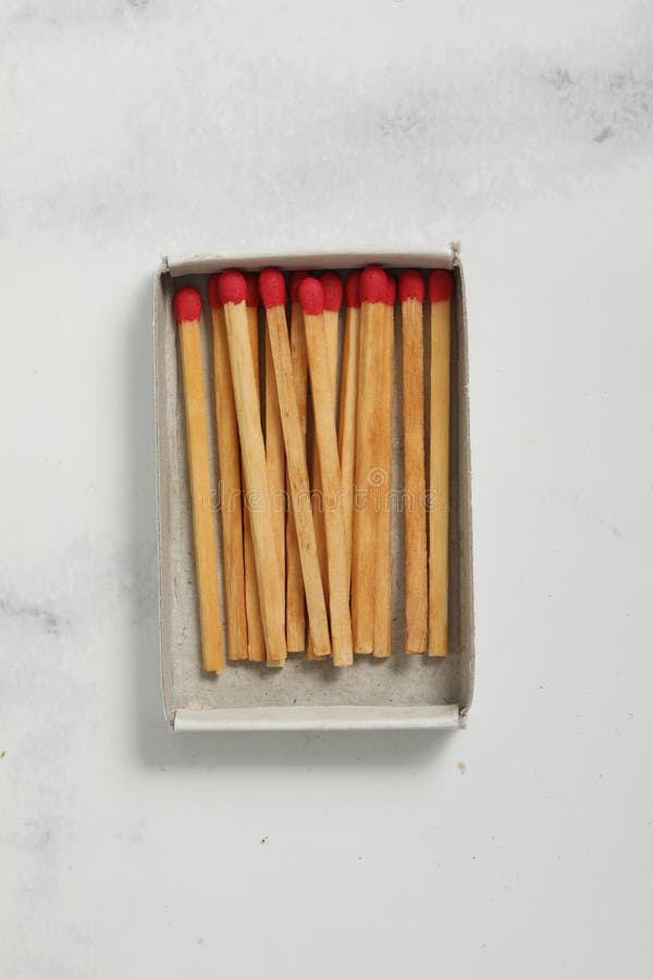 Top View Matchbox on White New Fire Stick Stock Image - Image of ...