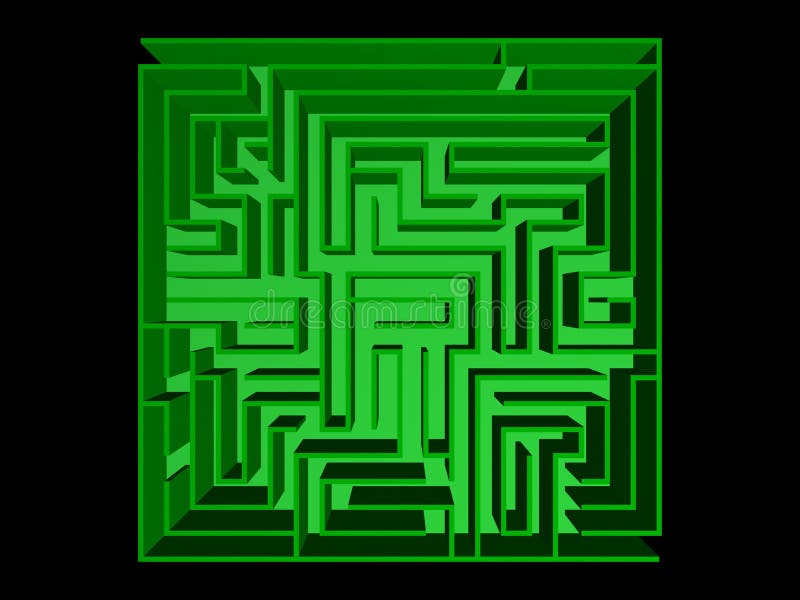 Blue Labyrinth, Maze - Top View Stock Illustration - Illustration of ...