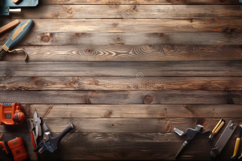 Top View Mechanic or Carpenter Tools with Copy Space. Generative AI ...