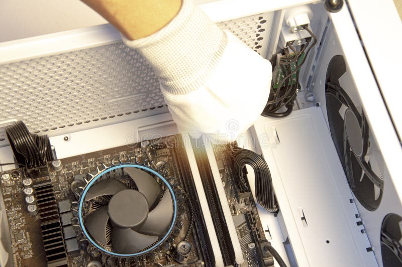 Top View Mechanic Checking Computer Stock Photo - Image of install ...