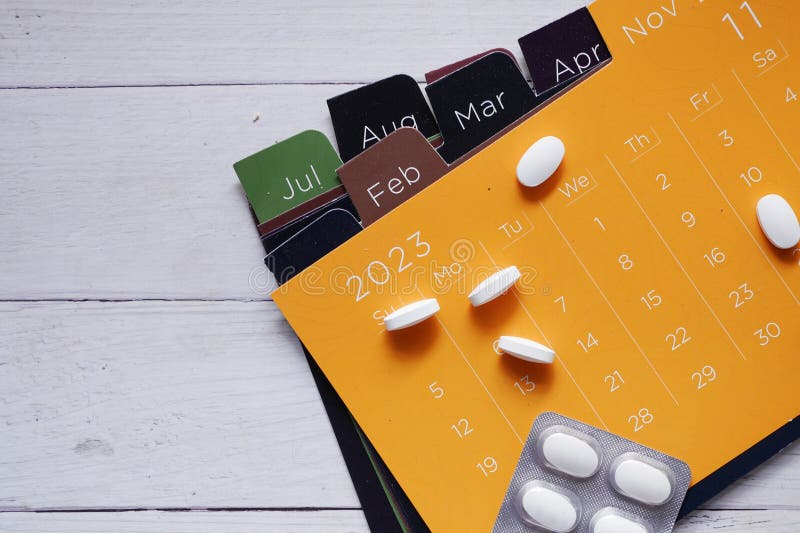Top View of Medical Pills on Calendar Stock Photo - Image of event ...